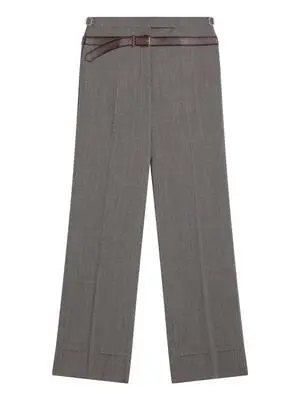 Prada Wool Blend Trousers With Printed Belt - Brown