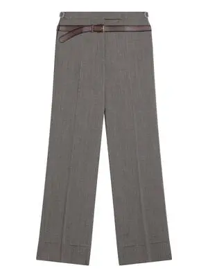 Prada Wool Blend Trousers With Printed Belt - Brown
