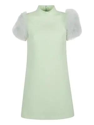 Valentino Garavani Feathered Wool And Silk Dress - Multicolor