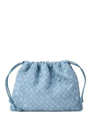 Bottega Veneta BOTTEGA VENETA Intrecciato Woven Leather Drawstring Pouch Blue