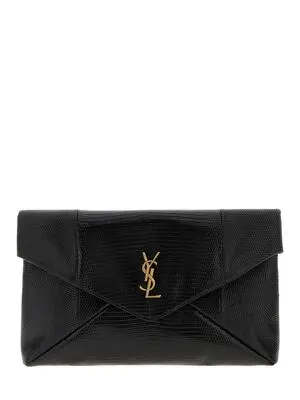 Saint Laurent Leather Clutch - Black
