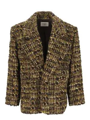 Saint Laurent Tweed Blazer - Green