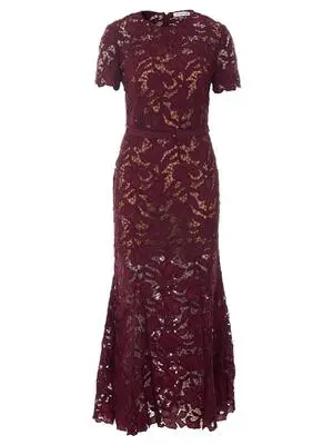 SELF-PORTRAIT Lace Midi Dress - Red