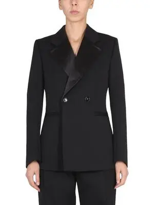 Bottega Veneta Wool Jacket With Satin Lapels - Black