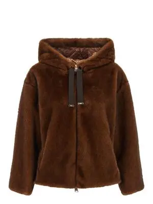 Herno Faux Fur Bomber Jacket - Brown