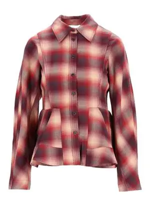 GANNI Checked Flannel Shirt - Red