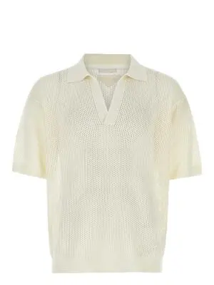 Prada Ivory Silk Blend Polo Shirt - Multicolor
