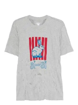 Bottega Veneta Bottega Veneta Men Graphic Rabbit-Print Crushed Cotton Jersey T-Shirt Gray