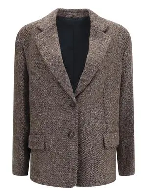 Brunello Cucinelli Single-breasted Virgin Wool Blend Jacket - Brown