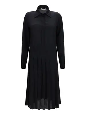 Fendi Long Jacquard Silk Dress - Black