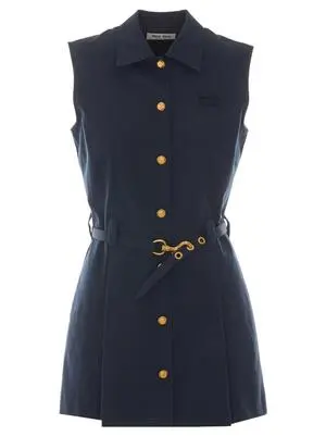 Miu Miu Logo Mini Dress - Blue