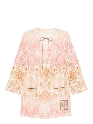 Zimmermann ZIMMERMANN Aster Short Linen Dress Multicolor