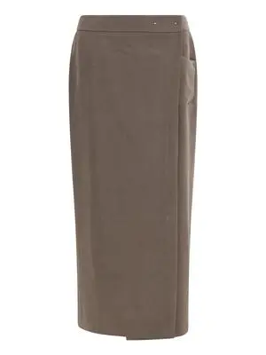 Giorgio Armani Silk And Wool Wrap Long Skirt - Brown