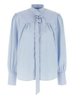 PRADA PRADA Cotton Poplin Lavallière Collar Shirt