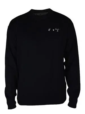 Off-White Cotton Crew Neck Sweater - Black