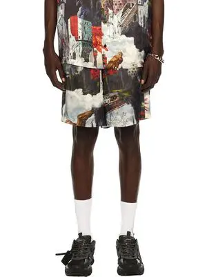Off-White World Paint Viscose Bowling Shorts - Blue