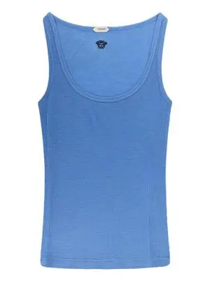 Versace Wool Tank Top With Back Logo - Blue