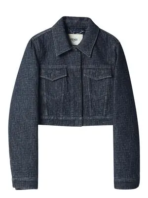 Fendi Ff Cropped Denim Jacket - Blue
