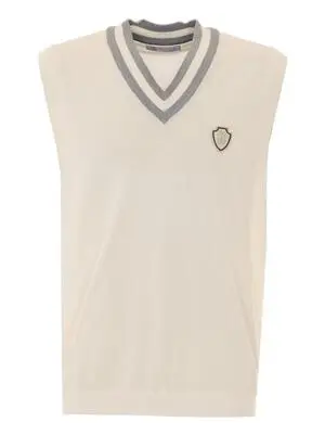 Brunello Cucinelli Knit Logo Vest - White