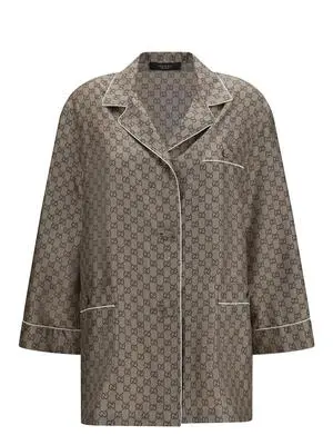 Gucci Printed Silk Twill Shirt - Cream