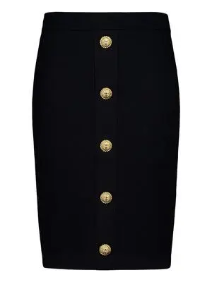 Balmain Tweed Pencil Skirt - Black