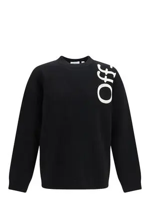 Off-White Vertical Bookish Logo Knit Crewneck - Black