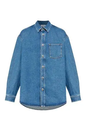Loewe Loewe Men Anagram Denim Cotton Shirt Multicolor
