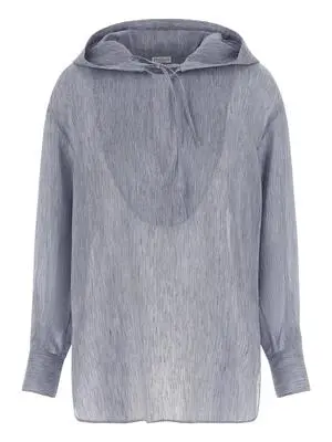 Brunello Cucinelli Brunello Cucinelli Women Hooded Shirt Blue