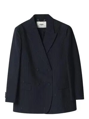 Fendi Pinstriped Wool Blazer - Blue