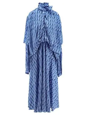 Balenciaga Printed Fabric Long Dress - Blue