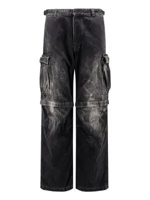 Balenciaga Cargo Denim Trousers - Black