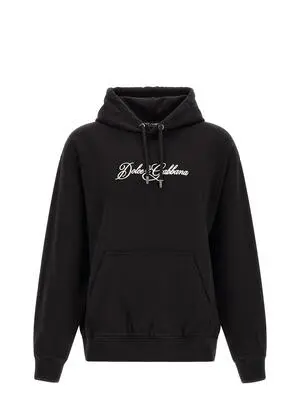 Dolce & Gabbana Logo Embroidery Hoodie - Black