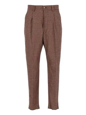 Eleventy Houndstooth Pleated Trousers - Brown