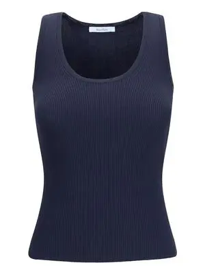 Max Mara Ribbed Jersey Tank Top - Blue