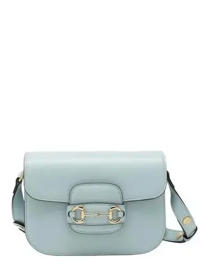 Gucci GUCCI Horsebit 1955 Leather Bag Blue