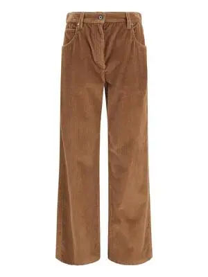 Brunello Cucinelli BRUNELLO CUCINELLI Straight Velvet Trousers Brown