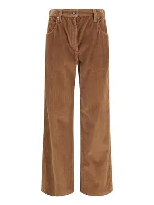 Brunello Cucinelli Straight Velvet Trousers - Brown