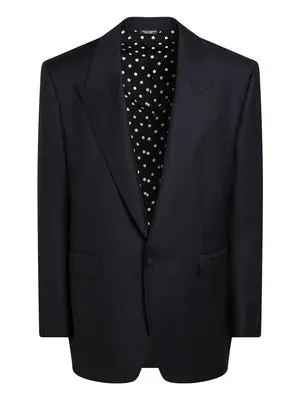 Dolce & Gabbana Dark Navy Wool Single-breasted Jacket - Blue