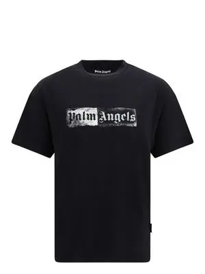 Palm Angels Stamp T-shirt With Logo - Black