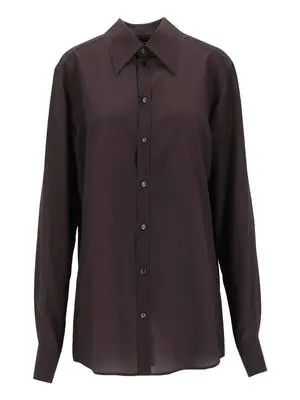 Dolce & Gabbana Shirt In Silk Crêpe De Chine - Brown