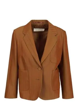 Dries Van Noten Short Striped Wool Twill Blazer - Brown
