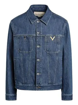 Valentino Garavani Denim Jacket With Vgold Detail - Blue