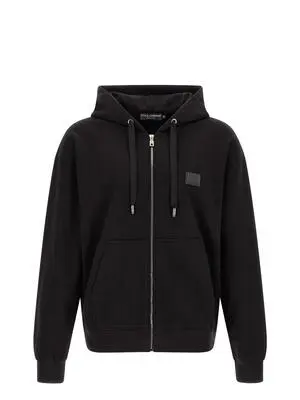 Dolce & Gabbana Logo Plaque Hoodie - Black