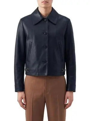 Gucci Smooth Lambskin Slim Fit Shirt Jacket - Blue