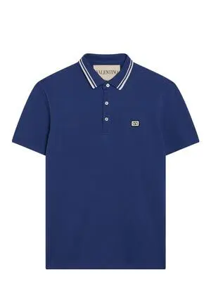 Valentino Garavani Polo Shirt With Vlogo Patch - Blue