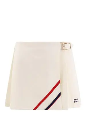 Miu Miu Plisse Wool And Mohair Skirt - Multicolor