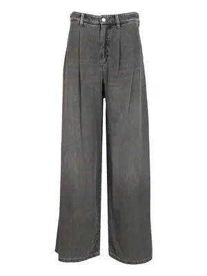 Max Mara Wide Leg Double Pleat Jeans - Gray