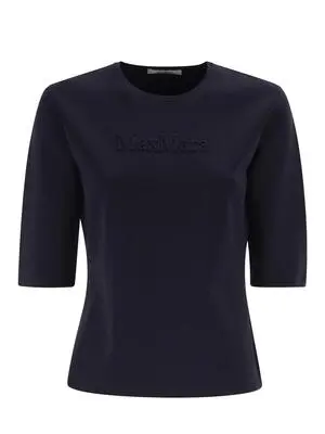 Max Mara MAX MARA Short-Sleeved Embroidered Logo Top Blue