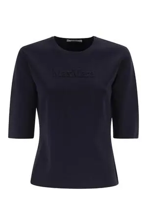 Max Mara Short-sleeved Embroidered Logo Top - Blue