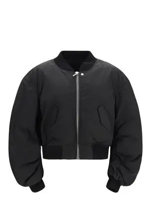 Rick Owens Bomber Jacket With Gathered Sleeves - Black
